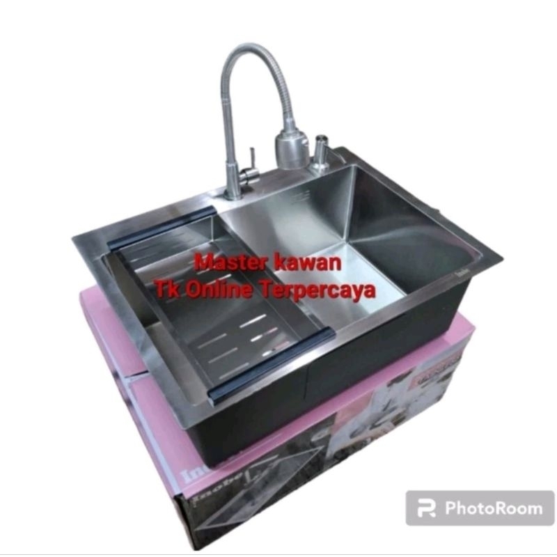 Jual Paket Lengkap Kitchen Sink Stainless INOBE 6045 + KRAN PIPA TARIK ...