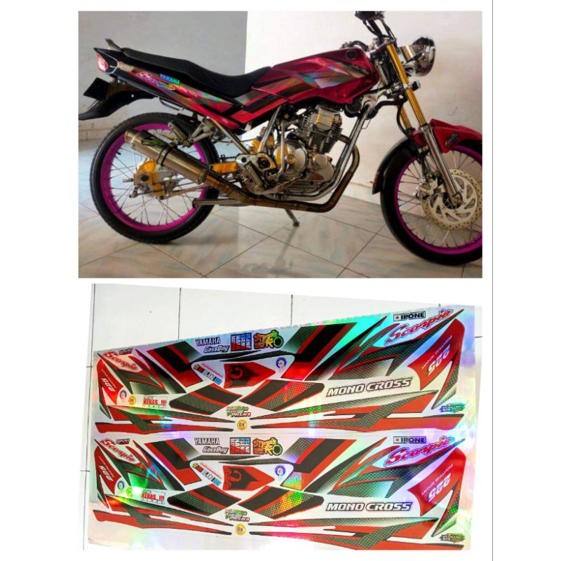 Jual stiker striping Scorpio steko merah | Shopee Indonesia