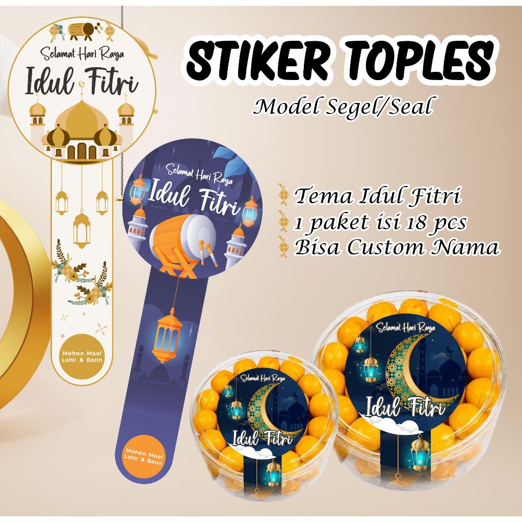Jual Stiker Segel Seal ToplesTema Lebaran Idul Fitri Stiker Hampers Kue ...