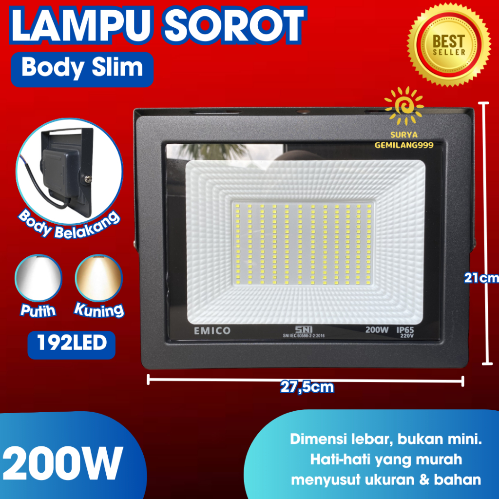 Jual LAMPU SOROT LED 200W 300W / FLOODLIGHT OUTDOOR TEMBAK LAPANGAN TAMAN | Shopee Indonesia