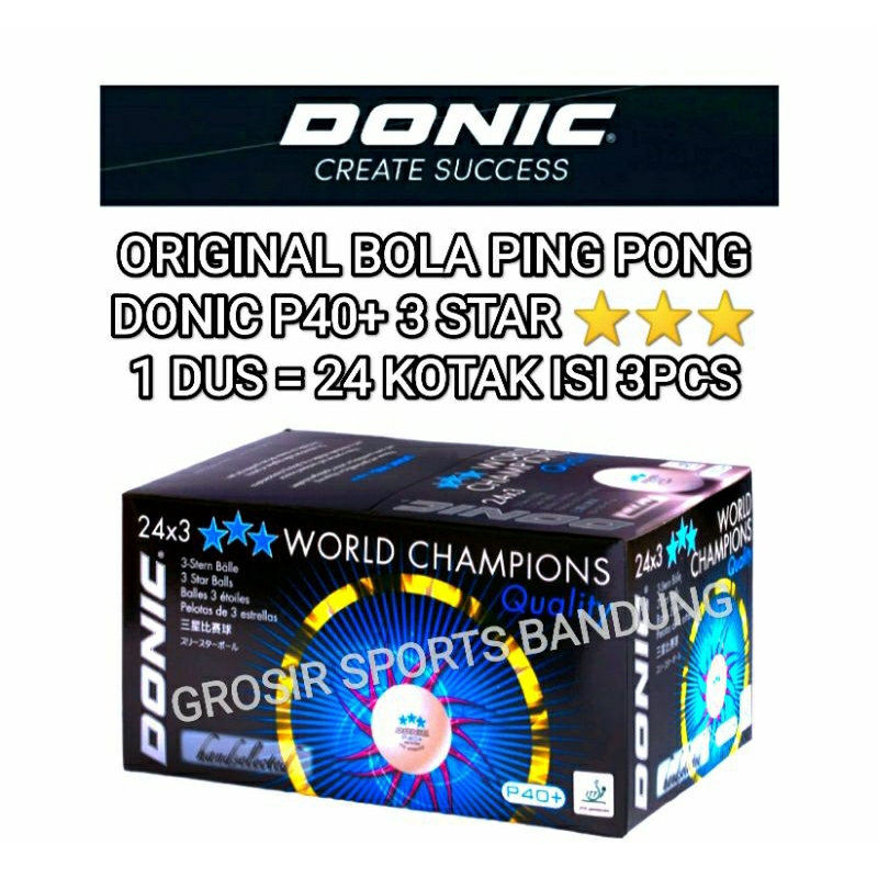 Jual ORIGINAL 72 PCS BOLA TENNIS MEJA DONIC P 40+ 3 STAR | Shopee Indonesia