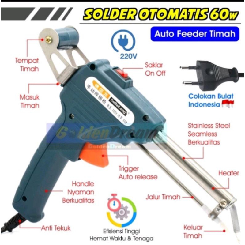Jual Solder Tembak Listrik Timah Otomatis 60 Watt Iron Automatic 60W ...