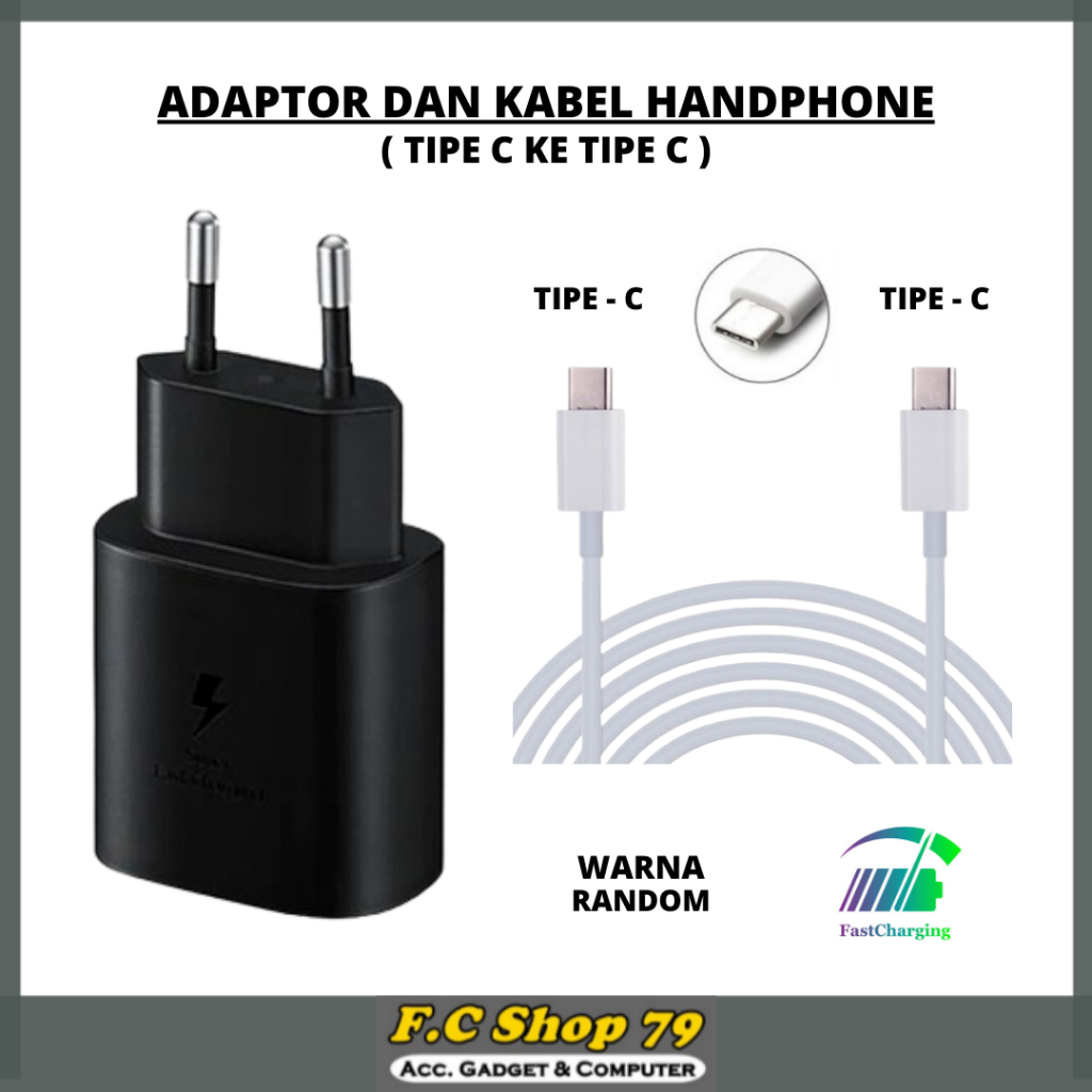 Jual CHARGER ADAPTOR CAS HANDPHONE HP TIPE C DAN KABEL CAS CHARGE DATA ...