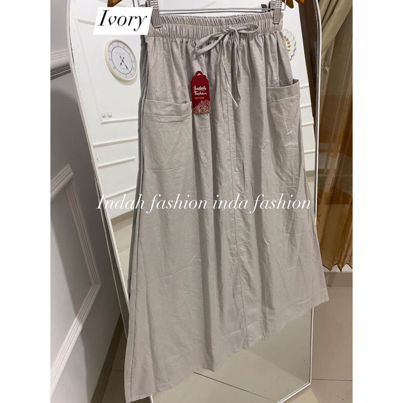 Jual ( COD ) Rok Linen Amora | Rok Wanita Terbaru | Rok Kekinian | Rok ...