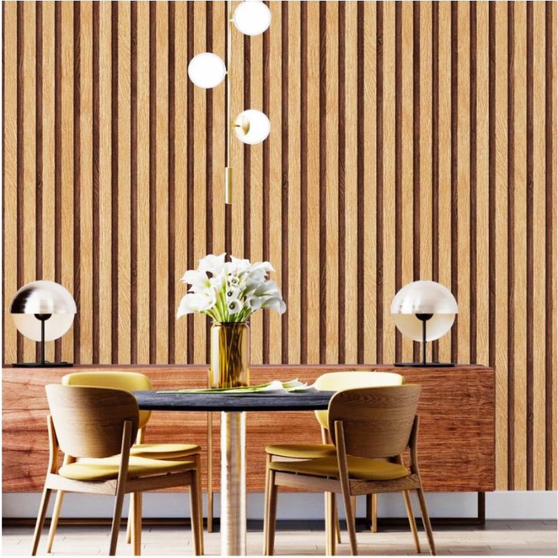 Jual Wallpaper Dinding Kayu Panel Cokelat Ukuran 45 Cm X 10 Meter