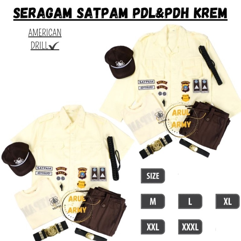 Jual Cuma disini PAKET LENGKAP BAJU SERAGAM SETELAN PDL PDH SATPAM SECURITY KREM CREAM TERBARU ...
