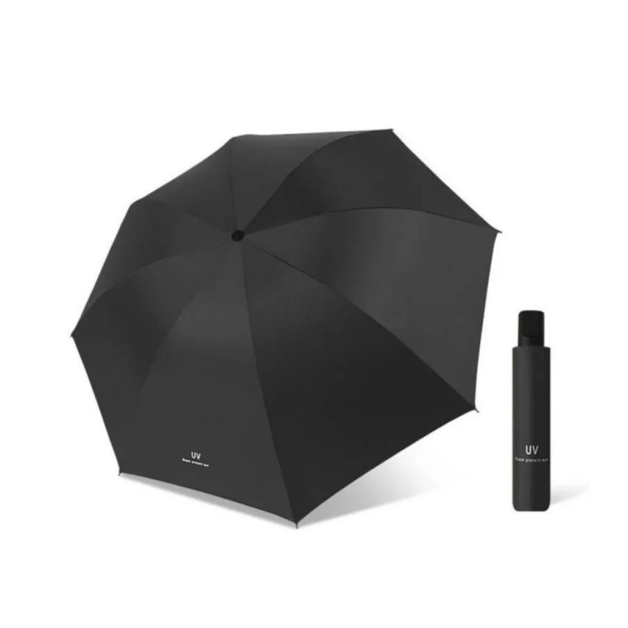 Jual Payung Lipat Payung Anti UV Panas Matahari Hujan Polos - Hitam ...