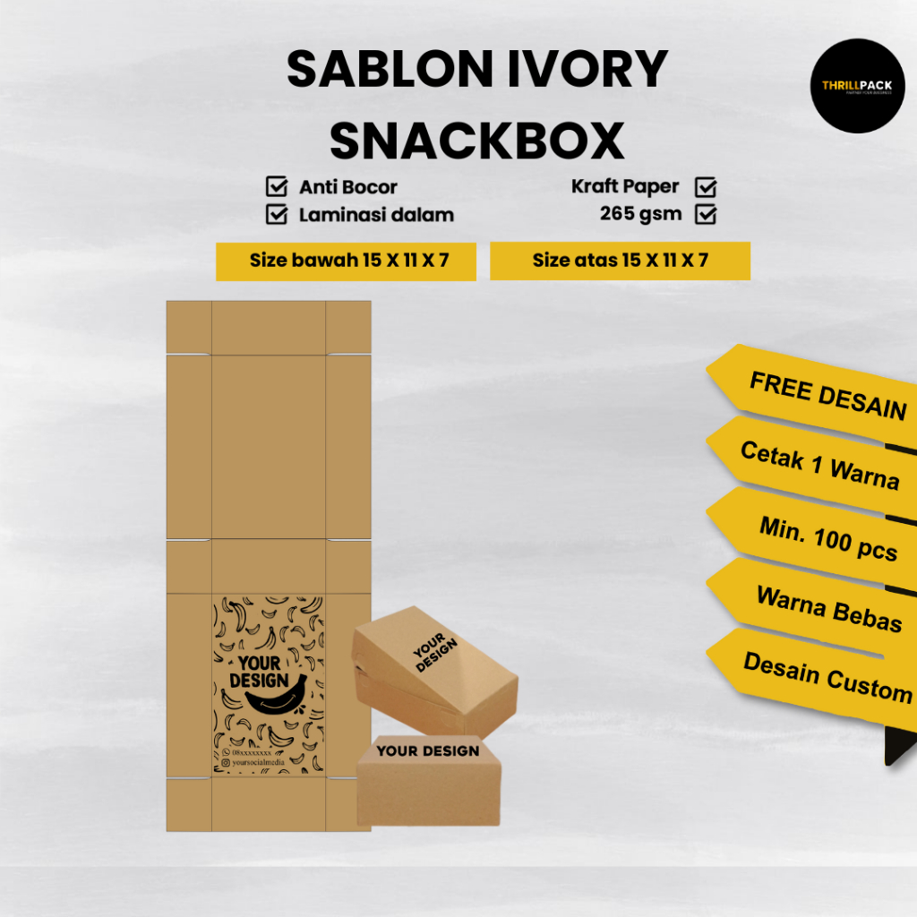 Jual Sablon Custom Box Banana Ivory (18x11x5) /Box Banana Kraft ...