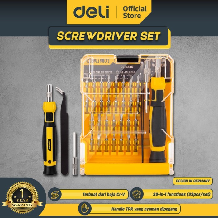 Jual Deli Set Obeng Presisi /Screwdriver Set 33 Pcs Chrome Perkakas ...