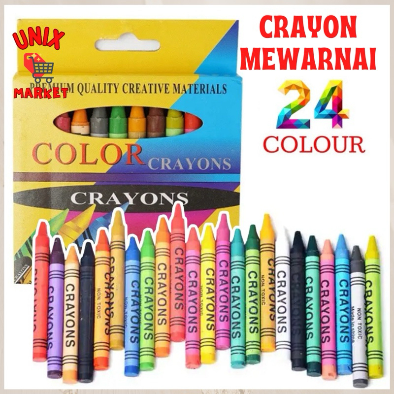 Jual PENSIL CRAYON ISI 24 WARNA / PENSIL WARNA GAMBAR 24PCS / CRAYON ...