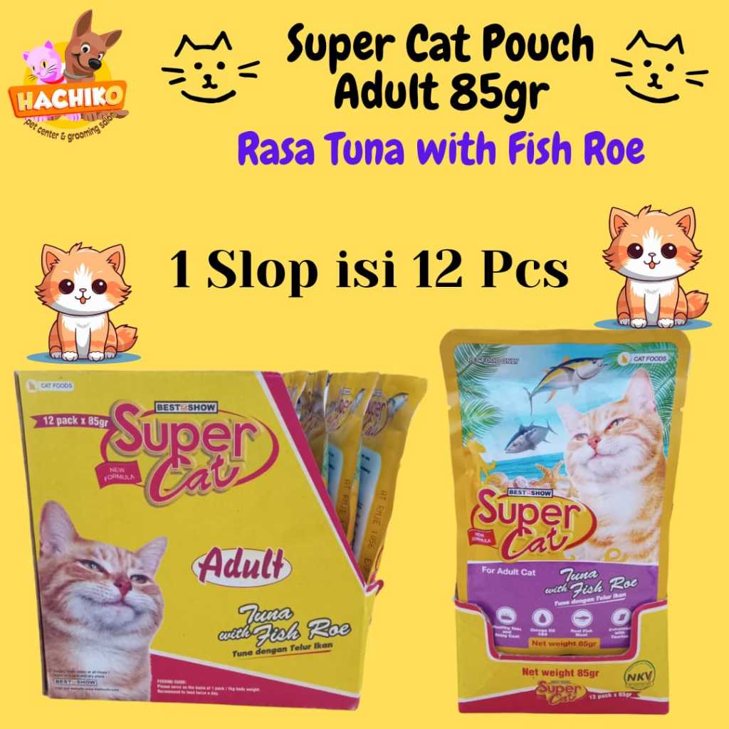 Jual Super Cat Pouch Adult Tuna Fish Roe 85gr ( isi 12 Pcs ) HARGA 1 ...