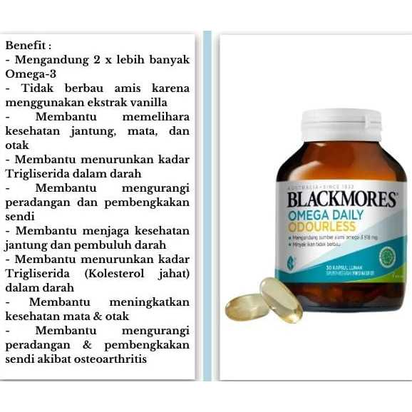 Jual VITA77 BLACKMORES VITAMIN OMEGA DAILY MENGANDUNG OMEGA 3 518MG ISI ...