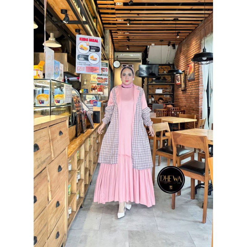 Jual ABAYA ACELLA SET 2IN1 SETELAN GAMIS INNER PUTUNG DAN OUTER LENGAN ...