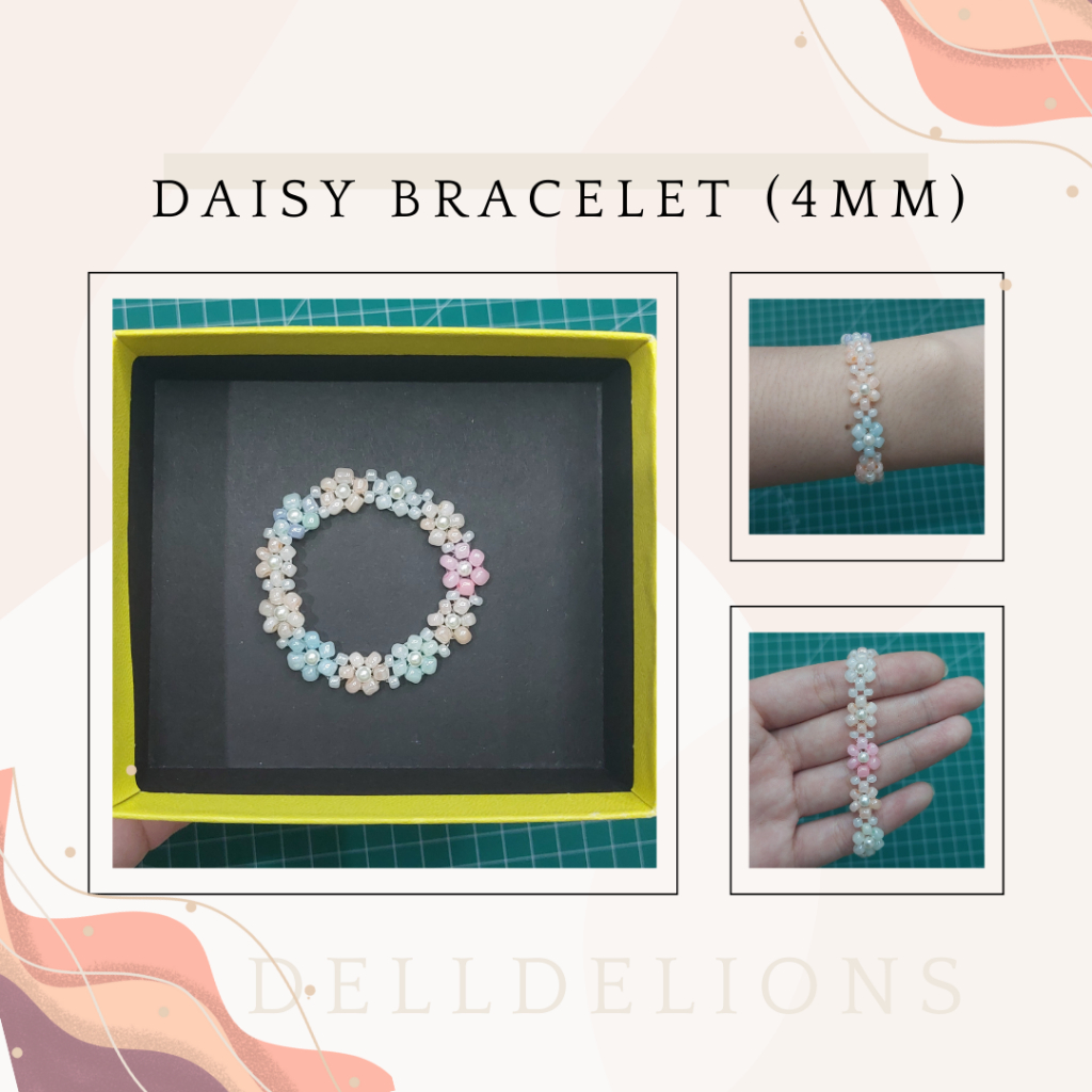 Jual (BELI 2 GRATIS 1) GELANG BUNGA DAISY FULL MANIK MANIK 4 MM DAISY ...