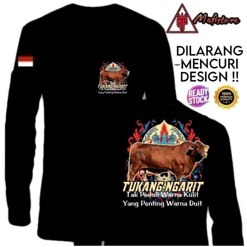 Jual KAOS LENGAN PANJANG TUKANG NGARIT SAPI COKLAT CORAK | Shopee Indonesia