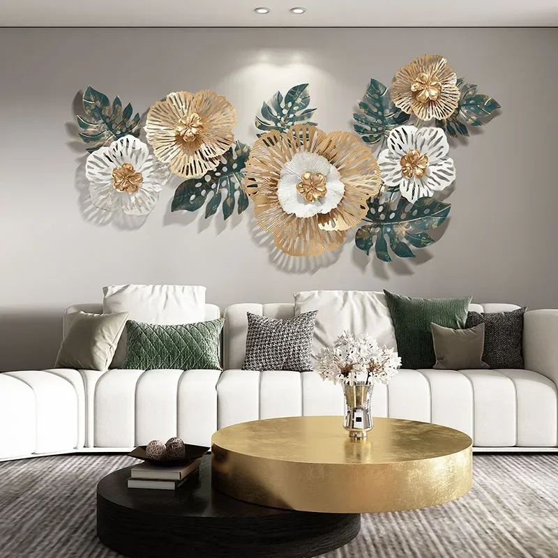 Jual TERLARIS Hiasan Dinding Besi Model Bunga Mekar Gold Type L100cm ...