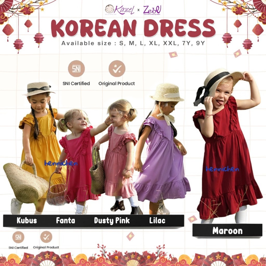 Jual SALE LEBARAN KAZEL X ZEBE KOREAN LONG DRESS DRESS ANAK BAJU ANAK FASHION ANAK PEREMPUAN ...