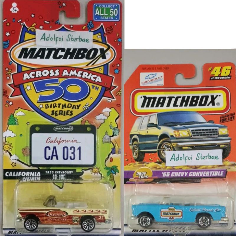 Jual matchbox 1955 Chevrolet bel air '55 chevy convertible drop tops ...