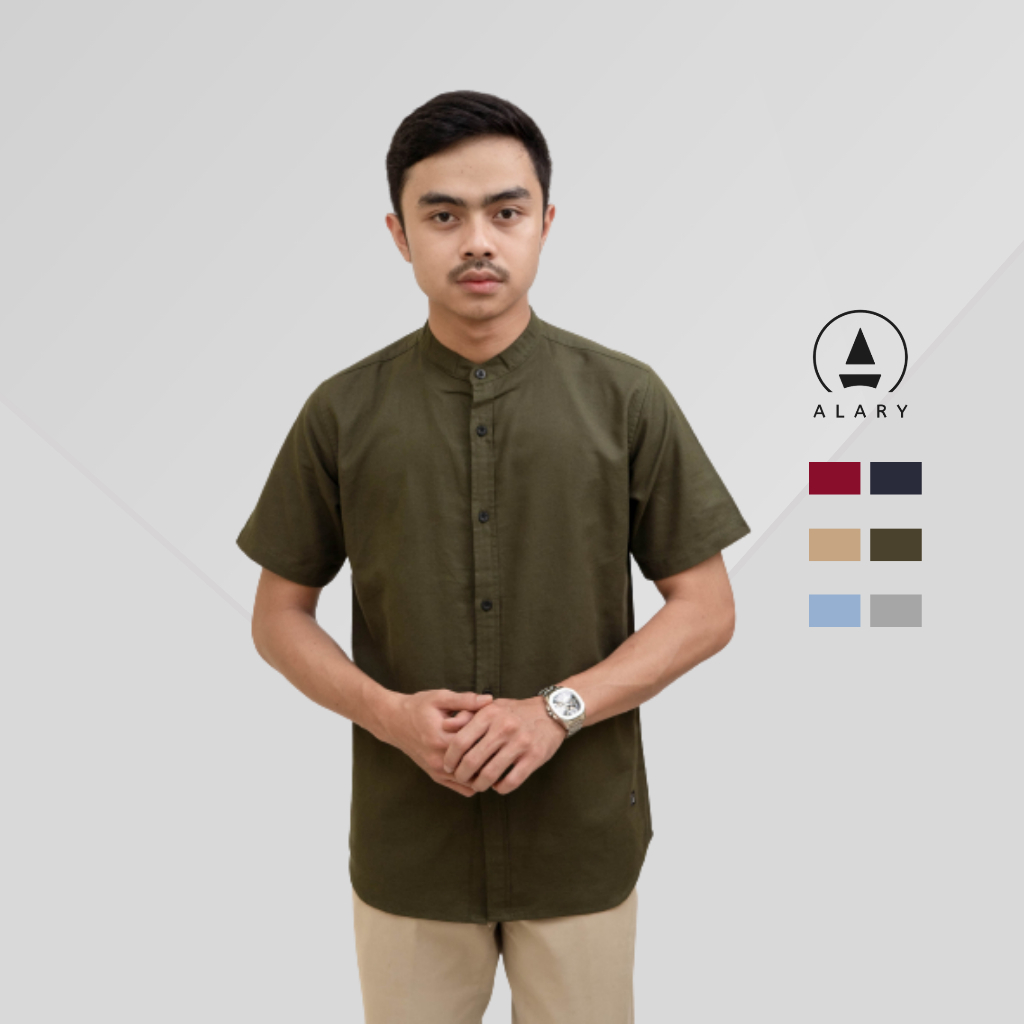 Jual Kemeja Shanghai Pria Polos Hem Laki Laki Lengan Pendek ALARY | Shopee Indonesia