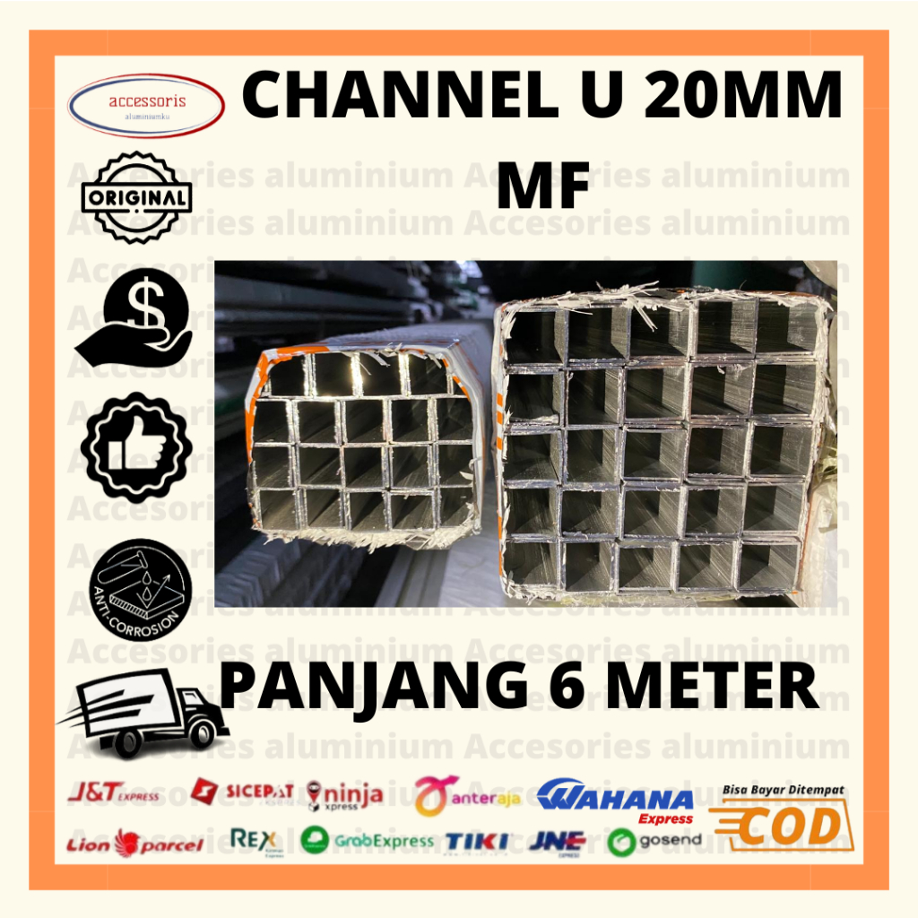 Jual CHANNEL U 20MM MF / ALUMINIUM / PANJANG 6 METER | Shopee Indonesia