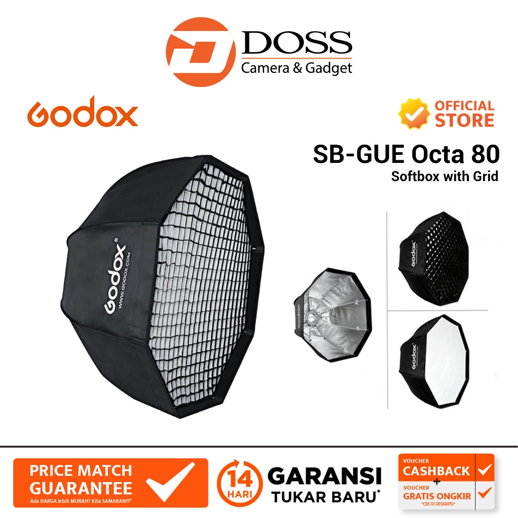 Jual Godox Umbrella Softbox with Grid SB-GUE Octa 80 / SG GUE / Octa 80 ...