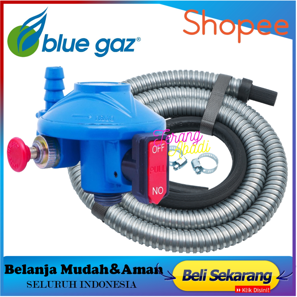 Jual Regulator Blue Gaz+Selang Gas Fleksibel+Klem 2 Pic Produk Asli ...