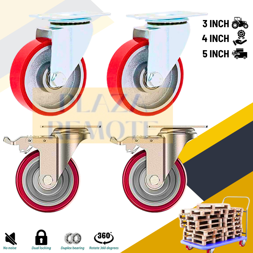 Jual RODA BEARING CASTER KASTOR HEAVY DUTY BESI SET 4 PC REM HIDUP 3 4 ...