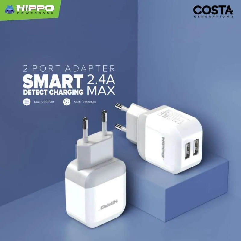 Jual HIPPO COSTA GEN2 ADAPTER - SMART DETECT CHARGER DUAL USB CASAN | Shopee Indonesia