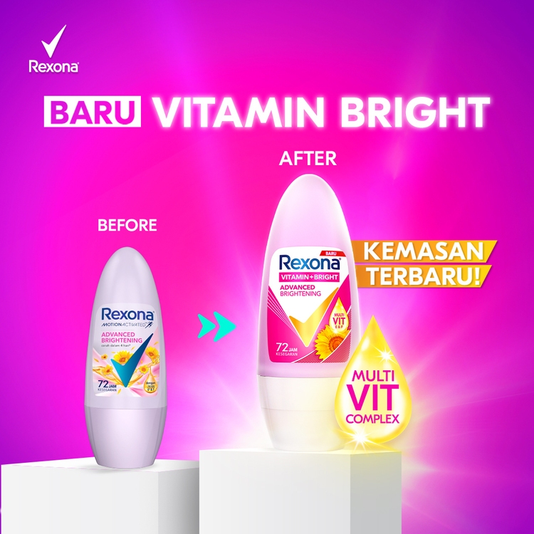 Jual Rexona Women Deodorant Anti-Perspirant Roll On Advanced Brightening 45 ml x3 | Shopee Indonesia