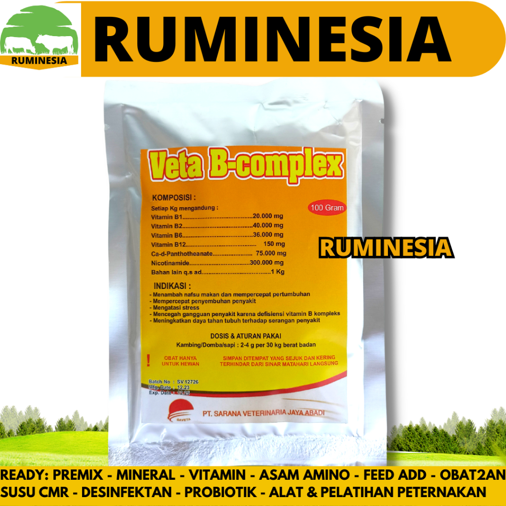 Jual VETA B COMPLEX 100 GRAM - Vitamin B Komplek Hewan Penambah Nafsu ...