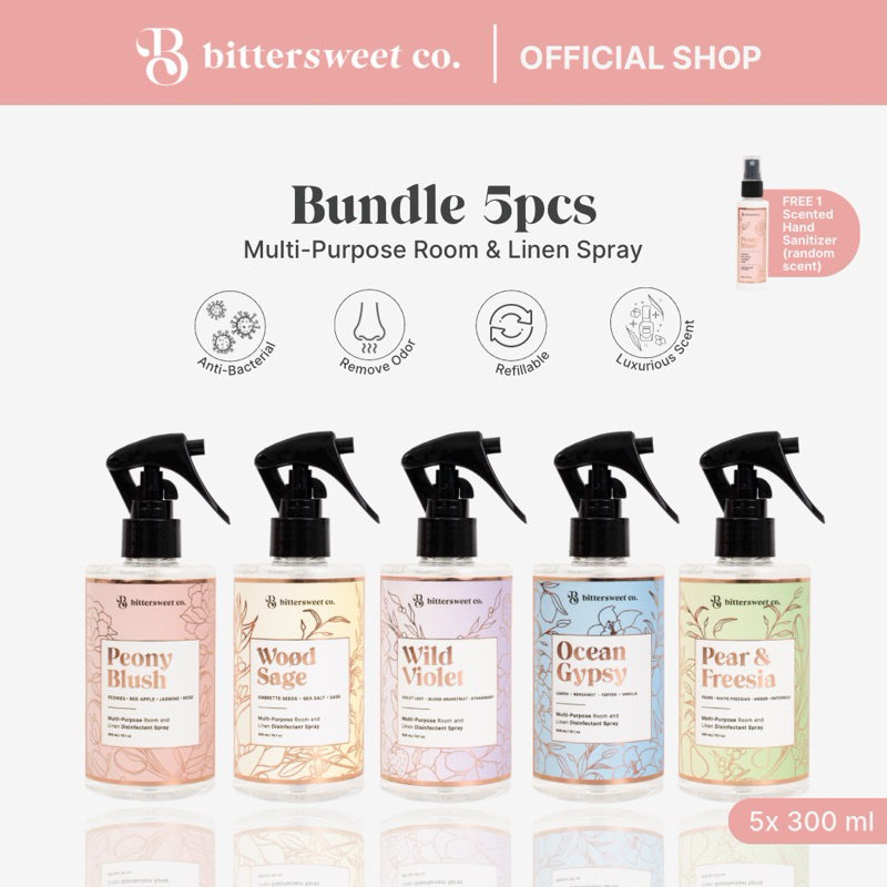 Jual BITTERSWEET CO - [Bundle] 5 x Multi Purpose Room & Linen Spray ...