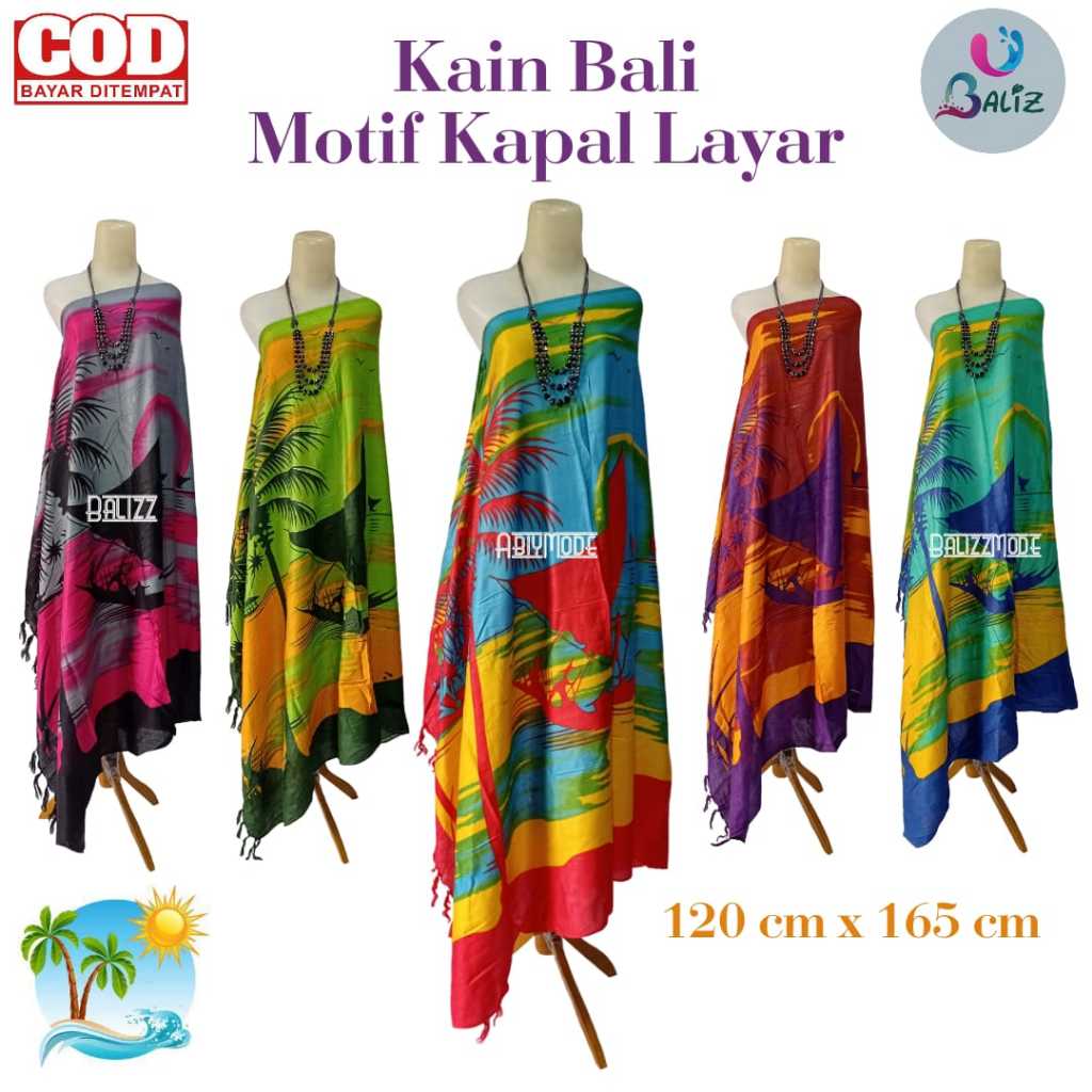 Jual Kain Bali Pantai - Kain Bali Motif Kapal-Kapalan Baru Rumbai ...