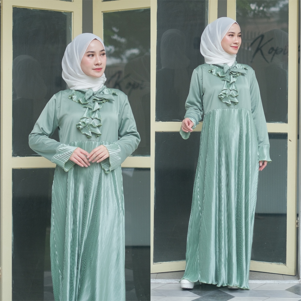 Jual Gamis Kondangan Premium | Dress Kondangan Bunga Plisket | Dress ...