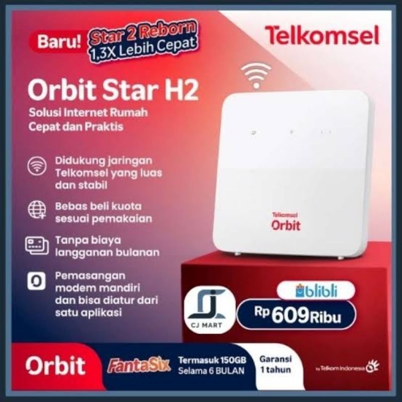 Jual Telkomsel Orbit Star H2 Home Router Wifi Bonus Kuota 150GB - Garansi 1 tahun | Shopee Indonesia