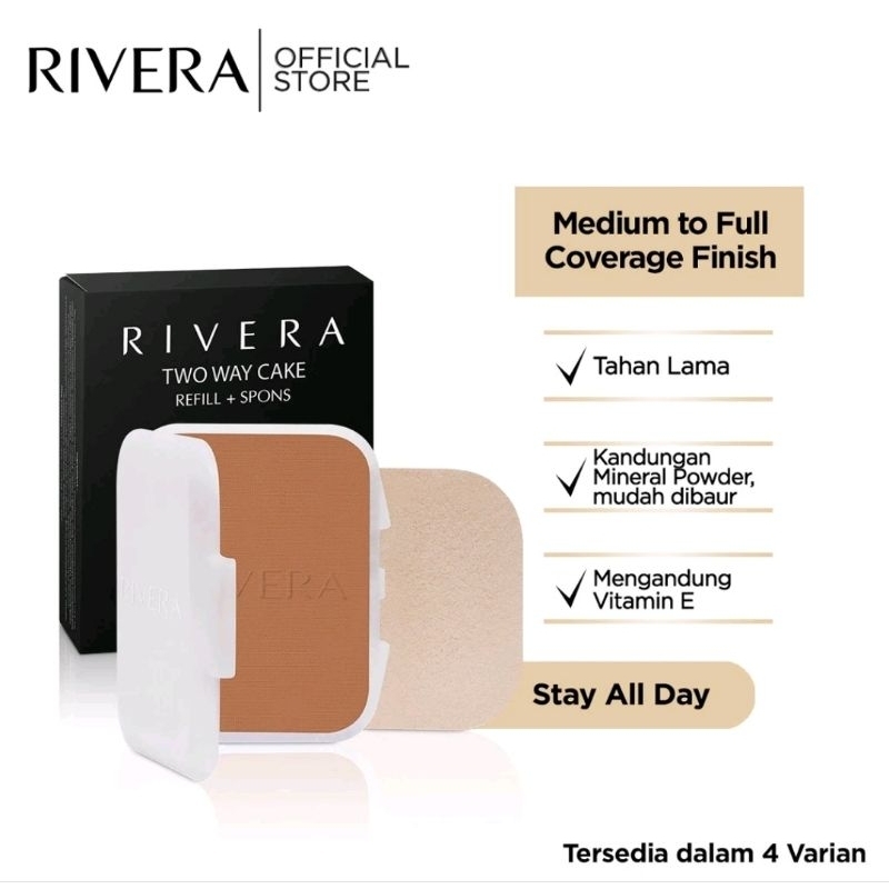 Jual Rivera Refill Two Way Cake Shining + Sponge | Shopee Indonesia