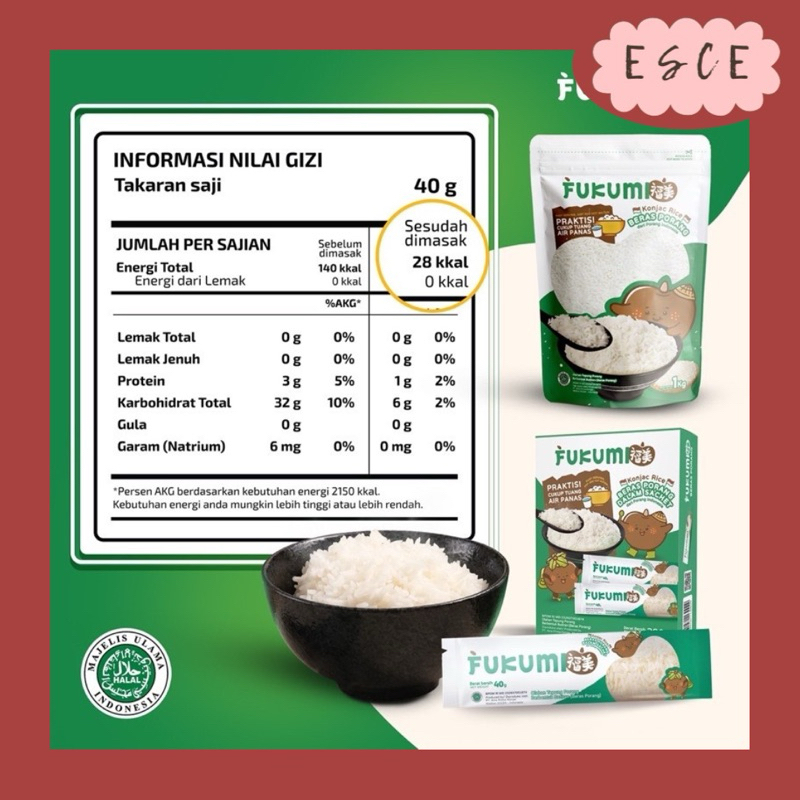Jual ESCE FUKUMI POUCH BERAS PORANG SHIRATAKI/KONJAC RICE | Shopee ...