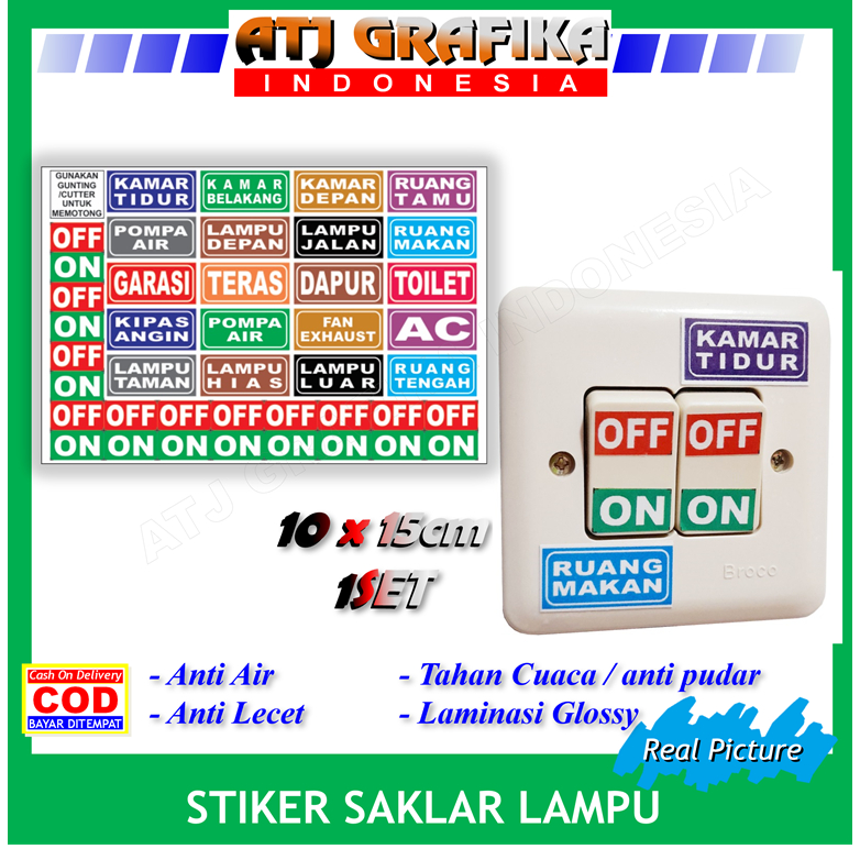 Jual Label stiker saklar on off stop kontak sticker lampu listrik ...