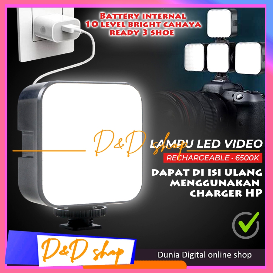 Jual Lampu LED Video Light Smartphone Rechargeable 6500K dapat di isi ...