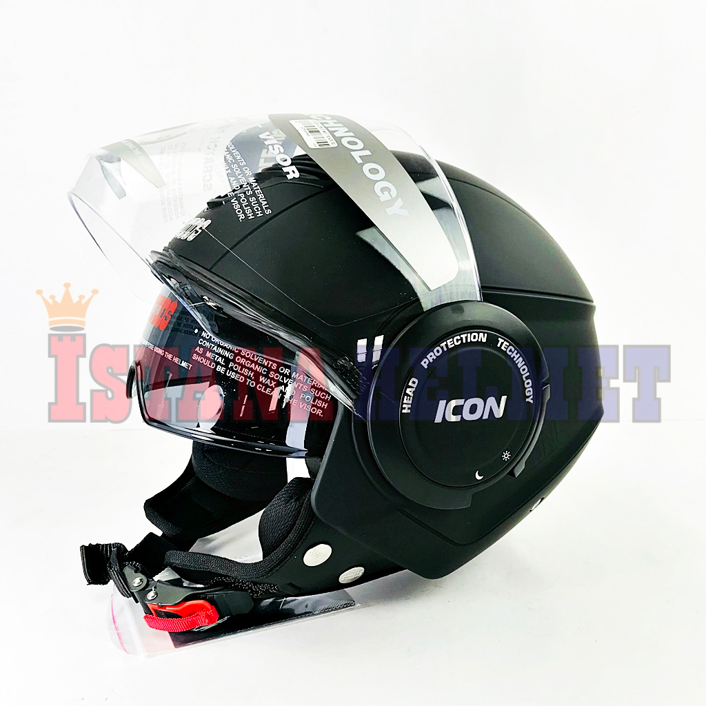 Jual HELM STUDDS ICON OPEN FACE MATT BLACK ORIGINAL | Shopee Indonesia