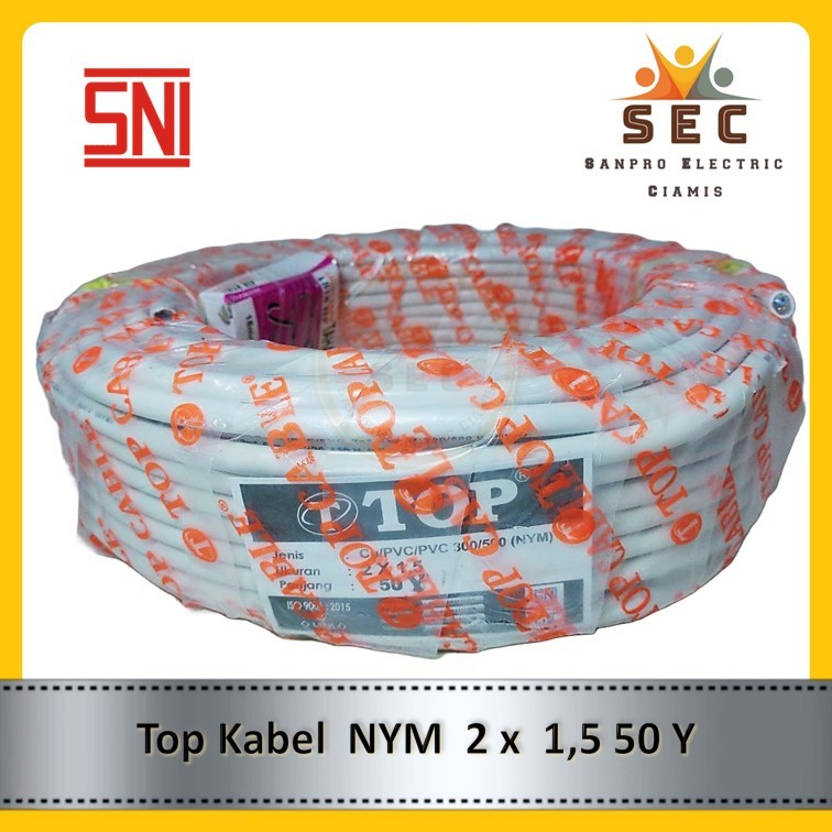 Jual KABEL LISTRIK TOP NYM 2X1,5 2X1.5 50Y 50 YARD ROLL ROL PUTIH KAWAT ...