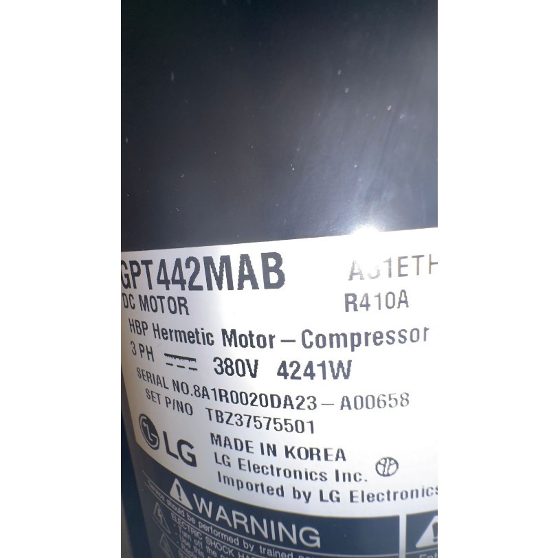 Jual COMPRESSOR LG GPT442MAB KOMPRESOR DC MOTOR 3 PHASE ORIGINAL LG ...