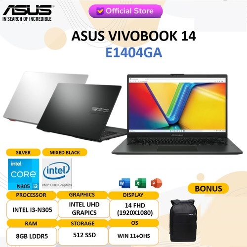 Jual Asus E1404GA FHD351M Core i3 N305 8GB SSD 512GB Win11 OHS M365 FHD ...