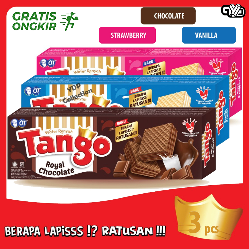 Jual [3 Box ] Wafer Tango Royal Chocolate 133GR Vanilla dan Strawberry ...