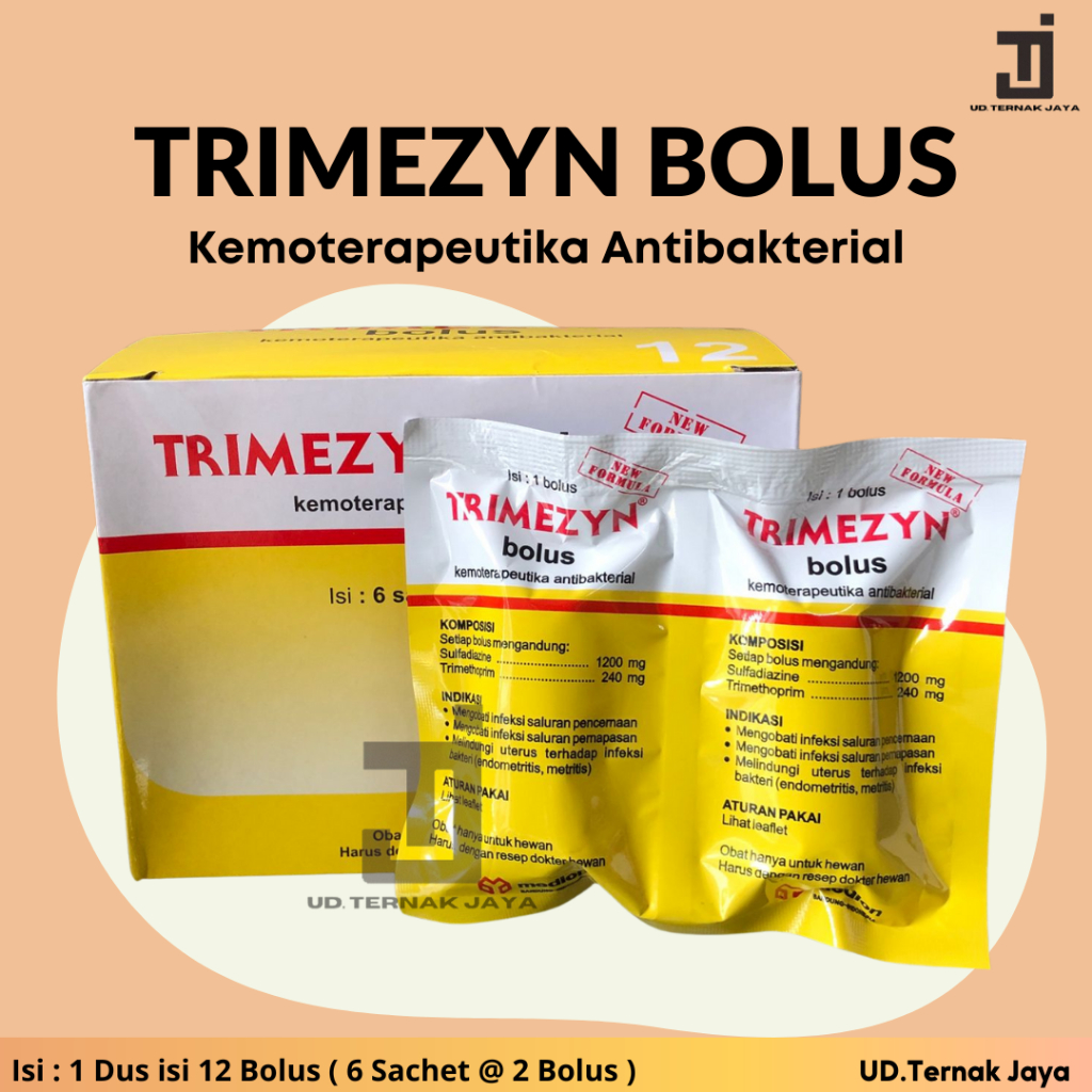 Jual TRIMEZYN BOLUS 1 Box Obat Infeksi Saluran Cerna & Napas Sapi ...