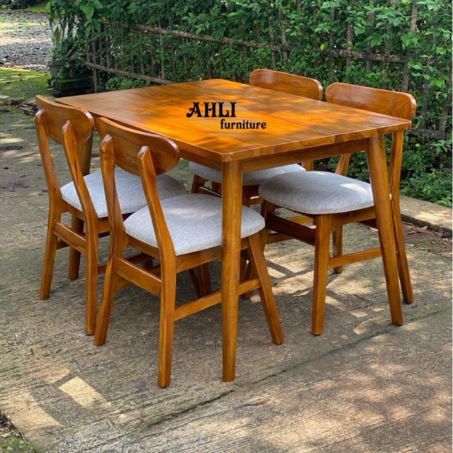 Jual Set Meja Kursi Makan/Cafe Ropan Jati | Shopee Indonesia