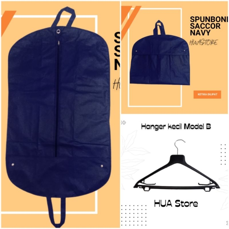 Jual Cover Jas dan Hanger - 1 set cover jas Spunbond saccor navy dan ...