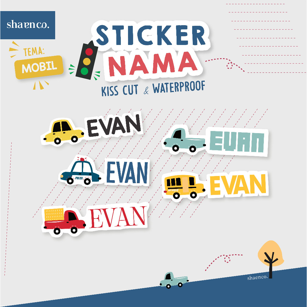 Jual STIKER LABEL NAMA ANAK COWO BOYS MOBIL WATERPROOF MURAH CUSTOM ...
