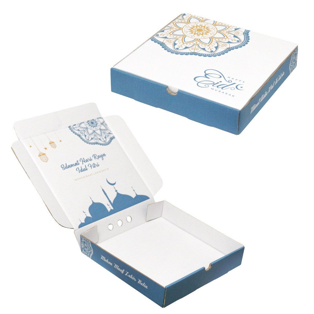 Jual (5 pcs) dus parcel kue lebaran box hampers tema biru mubarak ...