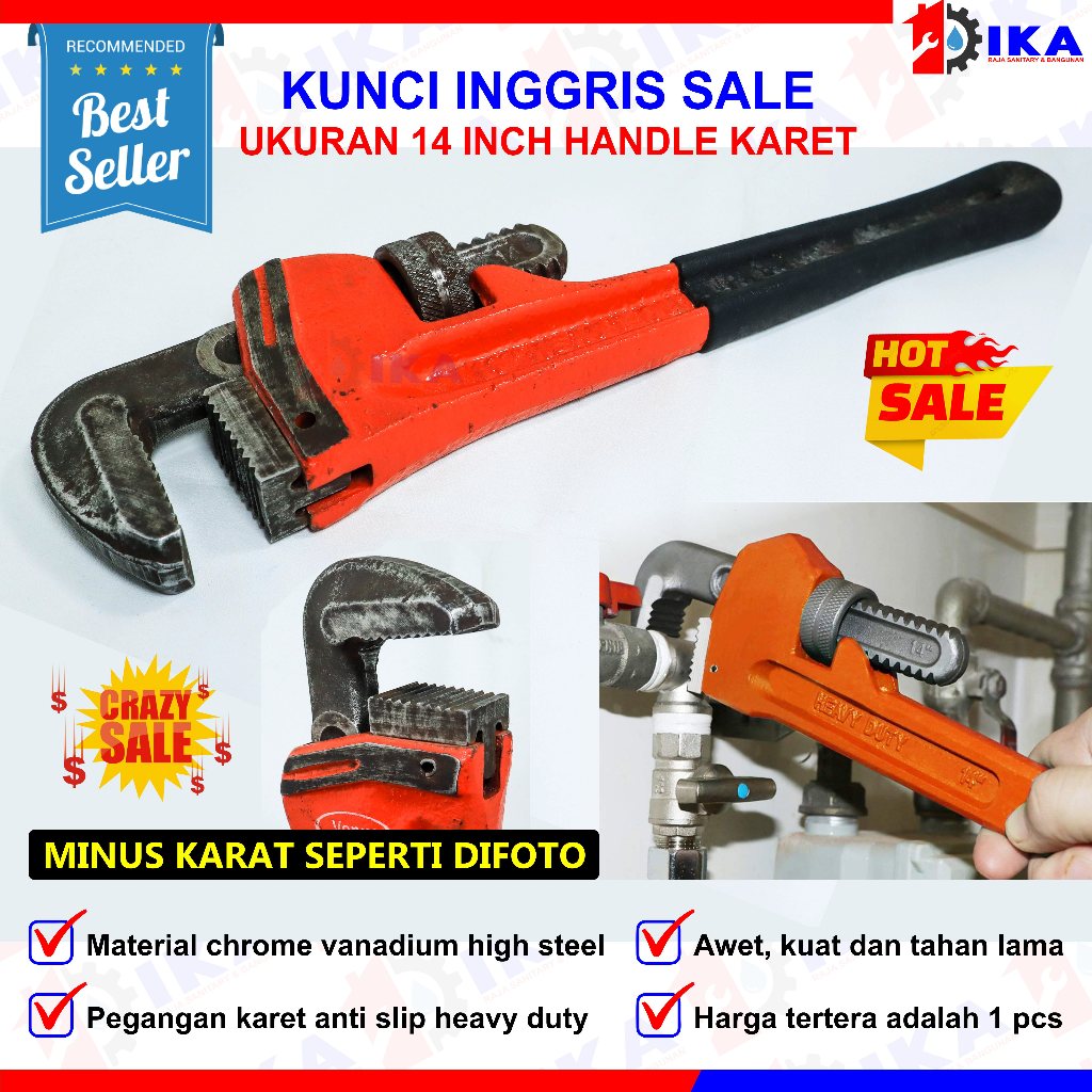 Jual Kunci pipa 14" inch / kunci pipa tebal ledeng 14" Pipe Wrench ...