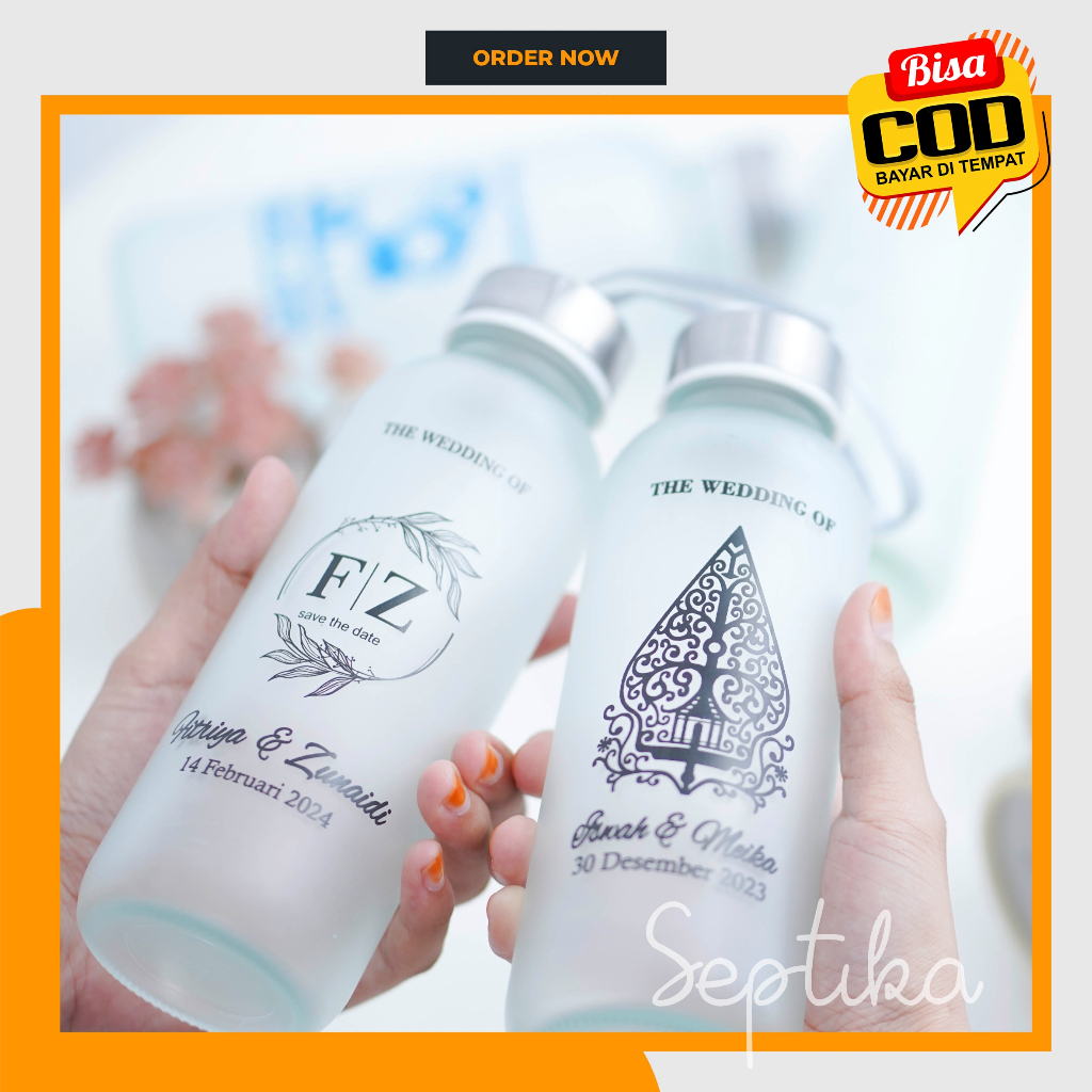 Jual Souvenir Botol Kaca Tumbler Doff Sablon Dove 420 Ml Tali Silver ...